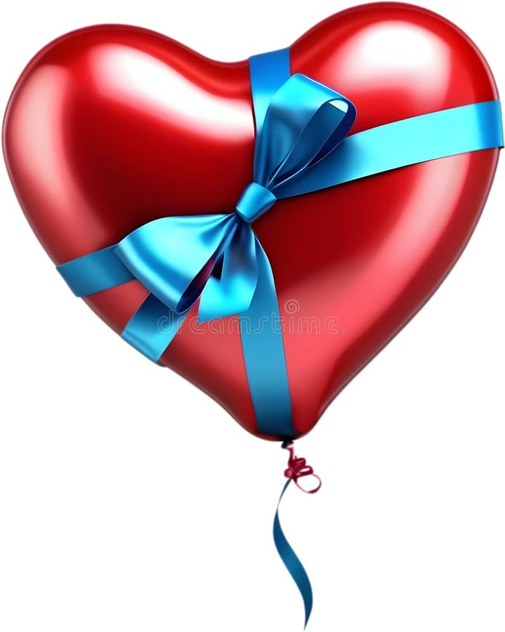 Heart-shaped Red Balloon with Ribbon. Ai-Generated. Stock Photo ... Heart-shaped Red Balloon with Ribbon. Ai-Generated. Stock Photo ...