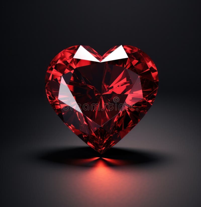 The Heart Shaped Red Diamond on a Black Stock Image - Image of gemstone ...