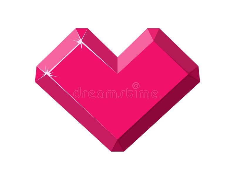 Heart-shaped Red Gemstone. Ruby Side View. Vector Illustration Stock ...