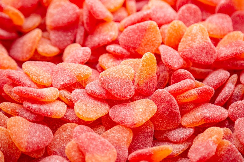 Heart Shaped Red Gummy Candy with a Sugar Coating. Stock Photo - Image ...