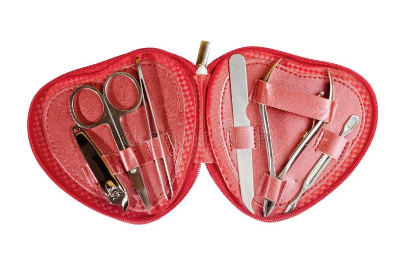 Heart Shaped Red Manicure Set Isolated on White Stock Image - Image of ...
