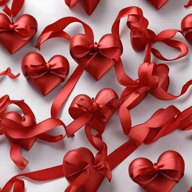 Heart-Shaped Red Ribbon stock illustration. Illustration of heart ...