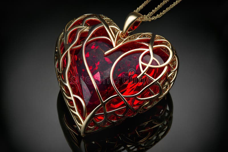 Beautiful Heart Shaped Red Ruby Necklace Pendant - Generative AI Stock ...