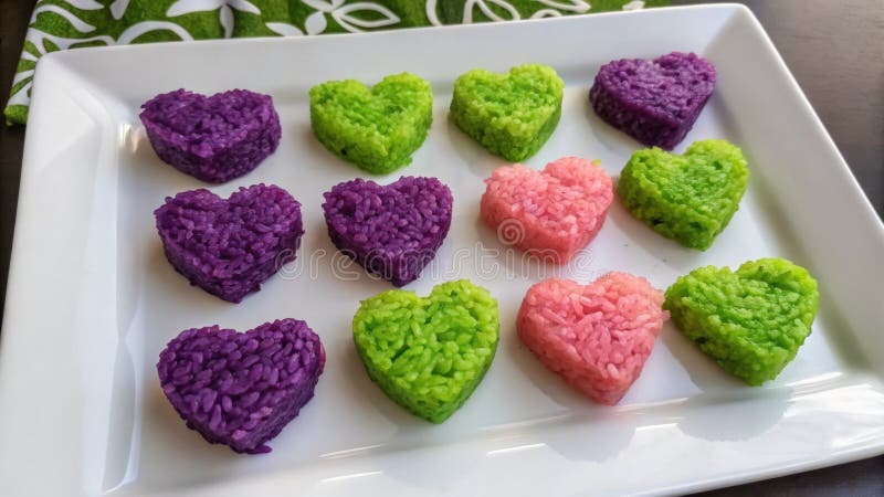 Heart Shaped Rice Cakes Showing Food Printing Technology Stock Image ...