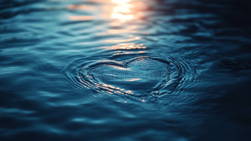Heart-Shaped Ripple in Calm Blue Water Stock Illustration ...