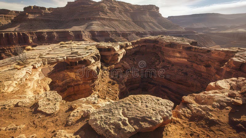 Heart-Shaped Rock Formation in a Desert Landscape Stock Illustration ...