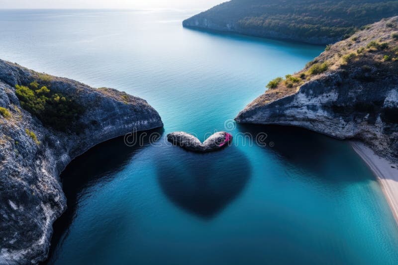 Heart-shaped Rock Formation in Pristine Coastal Waters Surrounded by ...
