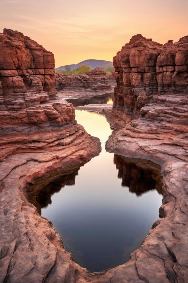 Heart-shaped Rock Formation in a Scenic Landscape Stock Illustration ...
