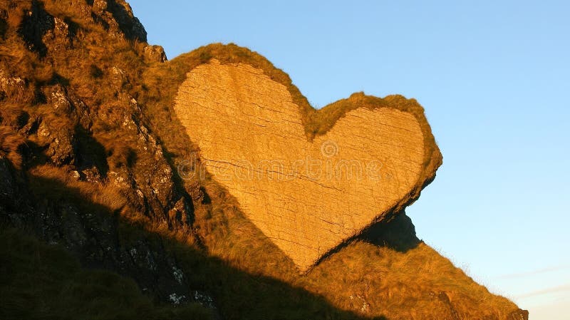 Heart-shaped Rock, Mountainside, Sunset, Nature, Love Stock Image ...