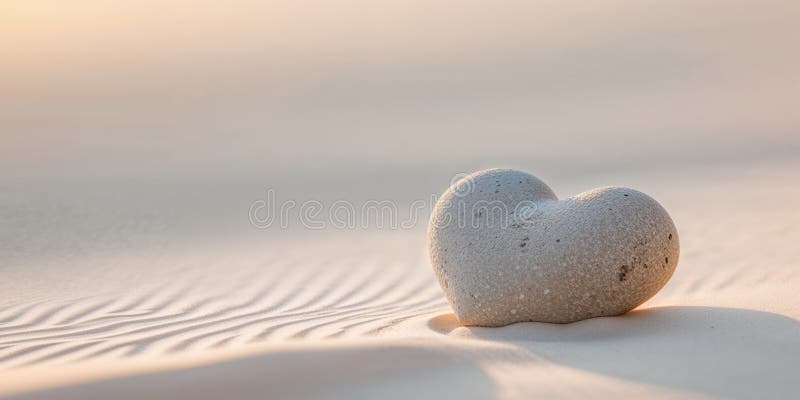 Heart Shaped Rock Resting on Sandy Shore Evokes Sense of Tranquility ...