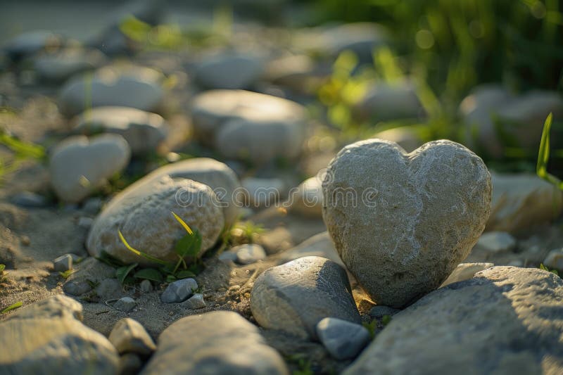 Heart Shaped Rock on Top of Rocks, Perfect for Nature Lovers Stock ...