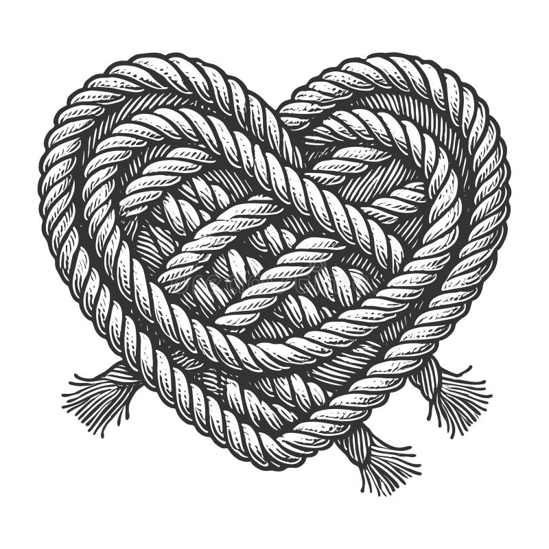 Heart Shaped Rope Knot Engraving Vector Stock Illustration ...