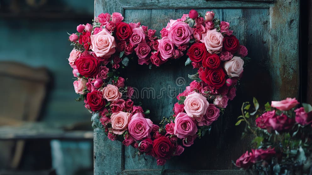 Heart-Shaped Rose Arrangement Stock Photo - Image of valentine, wreath ...