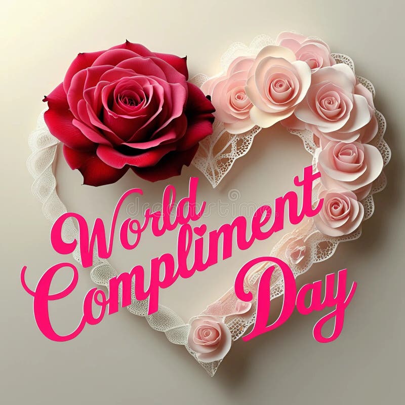 Heart-shaped Rose Design Celebrates World Compliment Day Stock Photo ...