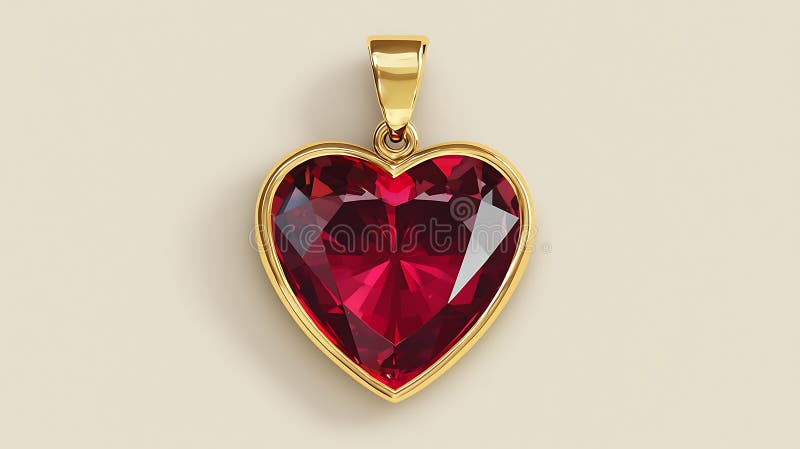 HeartShaped Ruby Pendant in Gold Setting Stock Illustration ...