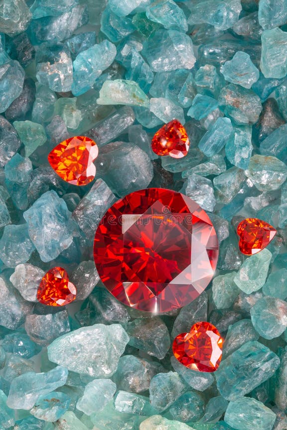 Heart Shaped Ruby Red Diamond on Raw Ruby Gemstone Stock Image - Image ...
