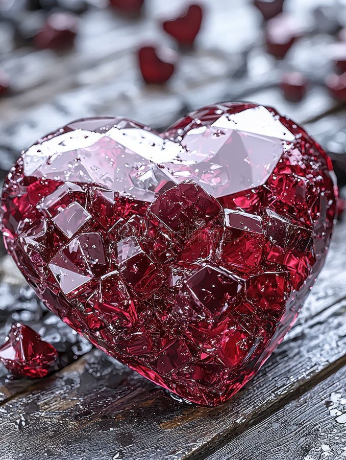 A Heart Shaped Ruby on a Wooden Surface. Stock Illustration ...