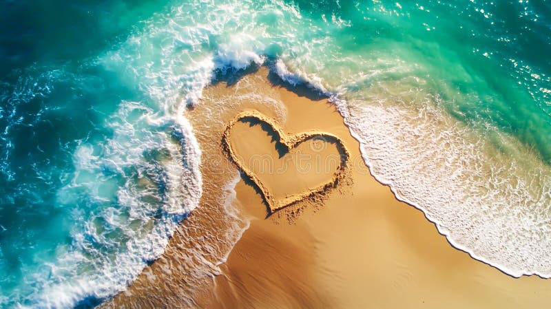 Heart-shaped Sand Formed by Ocean Waves on a Tropical Beach Stock ...