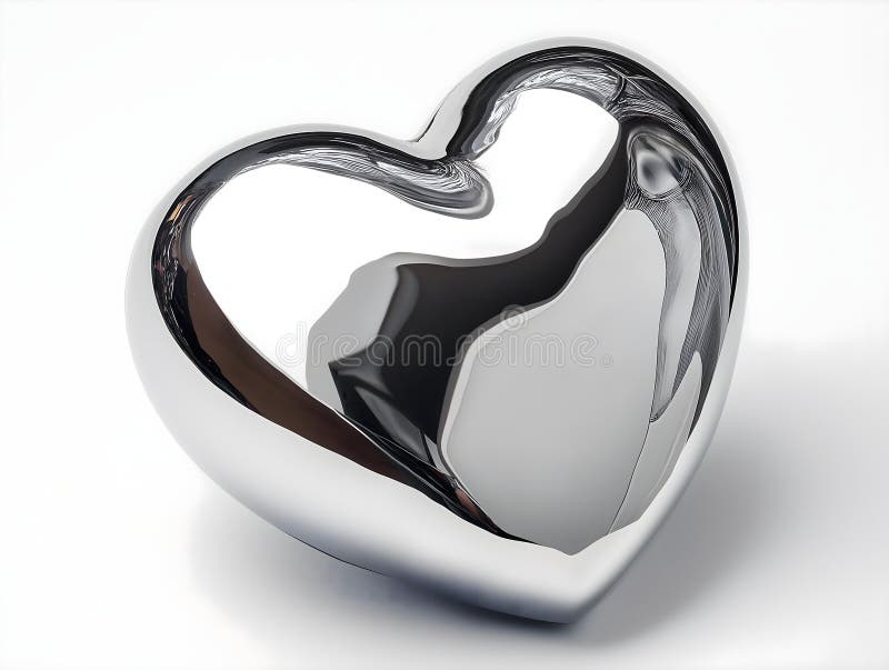 A Heart-shaped Sculpture Made of Polished Silver, Creating a Sleek and ...