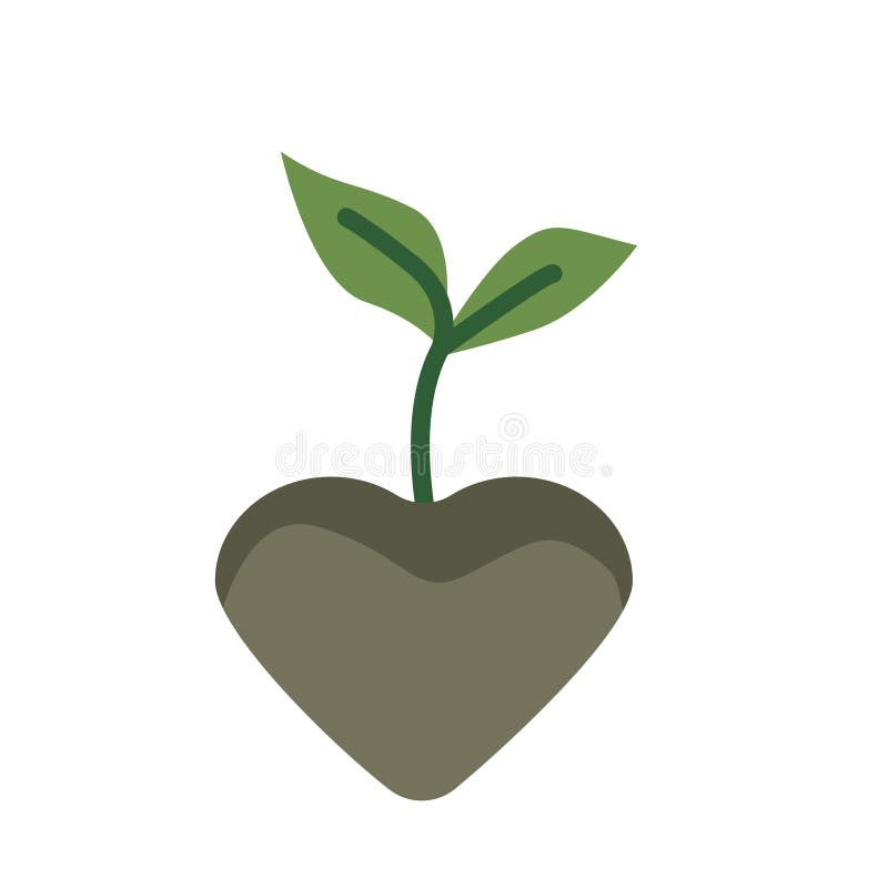 Heart-shaped Seedling Icon Symbolizing Growth and Nature Stock Vector ...