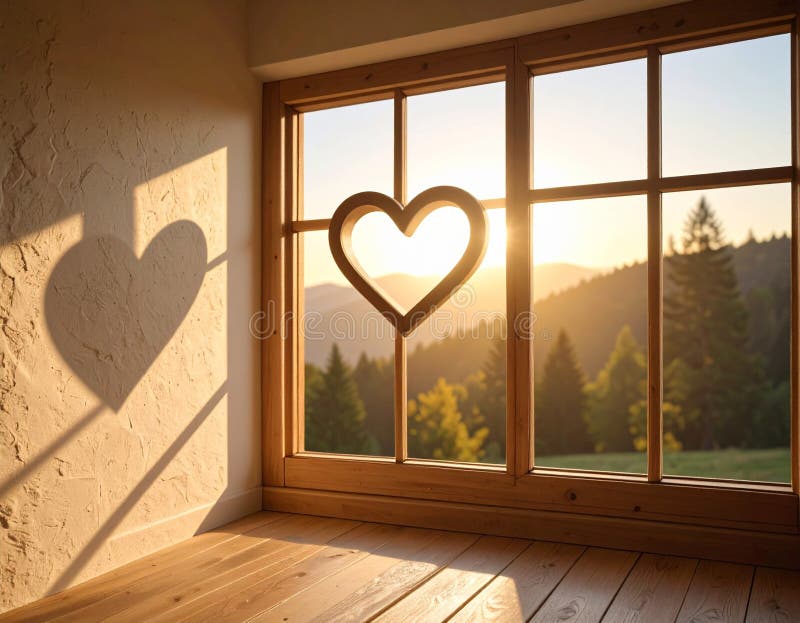 A Heart-shaped Shadow is Cast by Morning Light through a Window Onto a ...