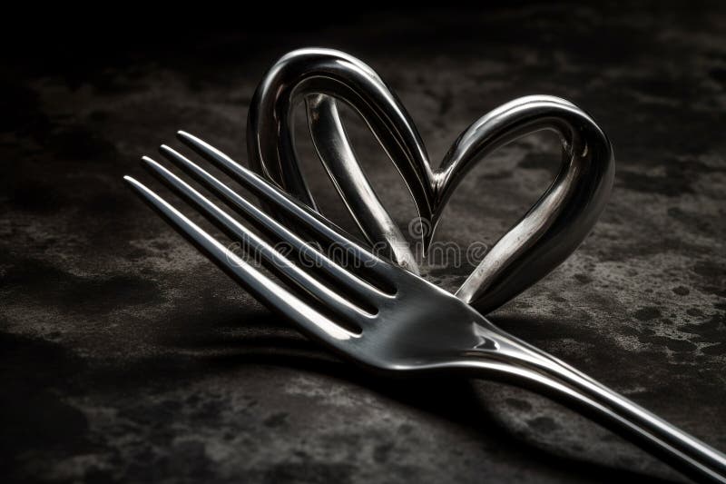 Heart Shaped Shadow of a Fork on a Table. Romantic Medieval Concept Stock Illustration ...
