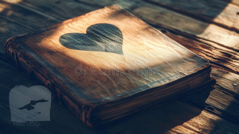 Heart-Shaped Shadows on an Old Journal an Old Leather Background Stock ...