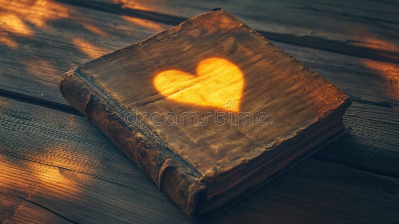 Heart-Shaped Shadows on an Old Journal an Old Leather Background Stock ...