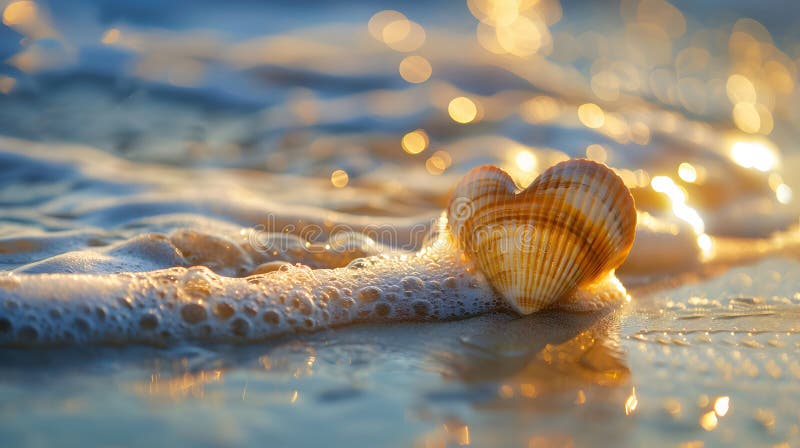 Seashell Reflection Sandy Beach Gentle Wave Stock Photos - Free ...