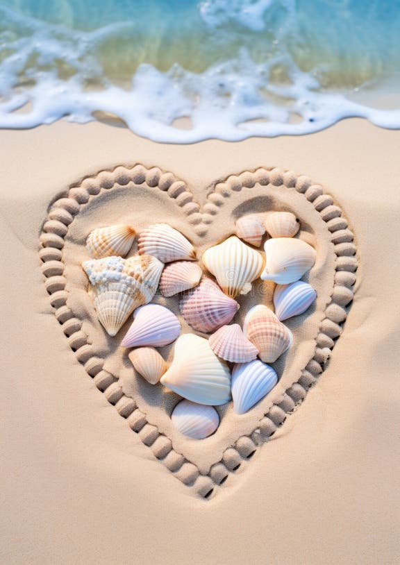 A Heart Shaped Shell on Sand Stock Illustration - Illustration of ...
