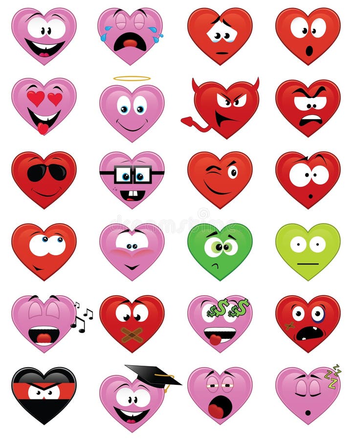 Heart-shaped smiley faces stock vector. Illustration of geek - 12775171