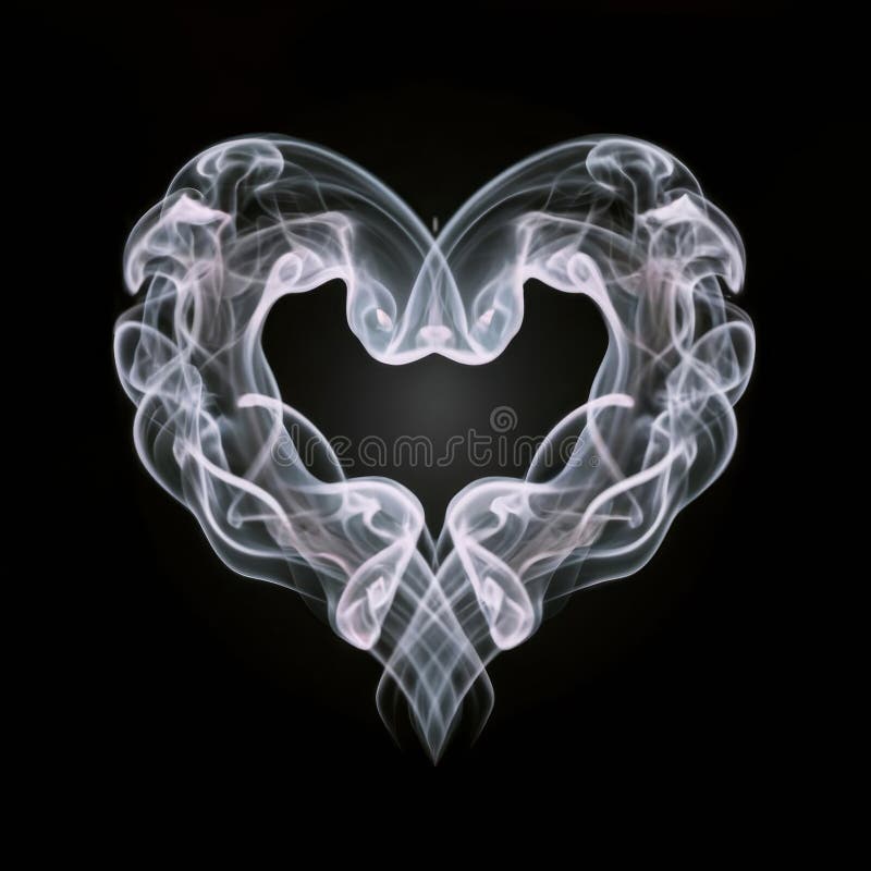 Heart-Shaped Smoke Art on Black Background Stock Image - Image of ...