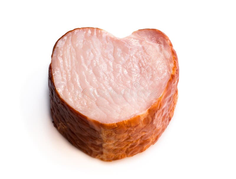 Heart Shaped Smoked Pork Loin Isolated White Stock Photos - Free ...