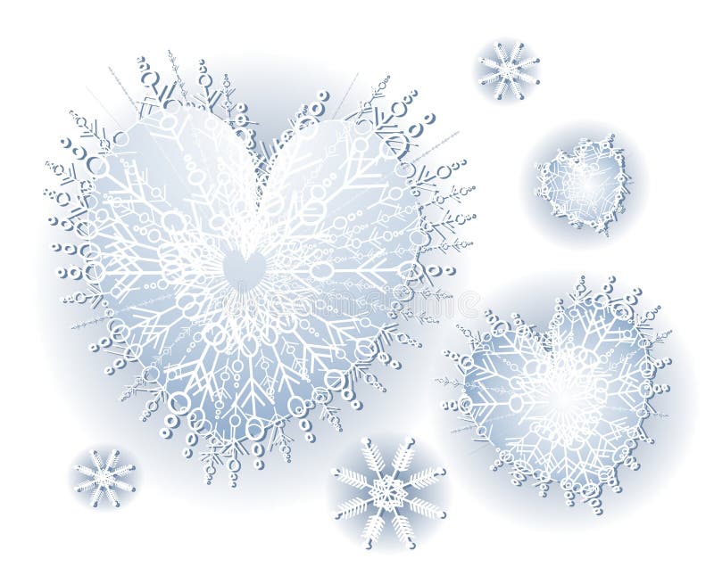 Heart Shaped Snowflakes Blue Stock Illustration - Illustration of heart ...