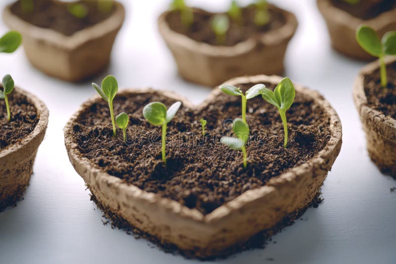 Heart-shaped Soil with Green Sprouts Emerging Symbolizing Growth and ...