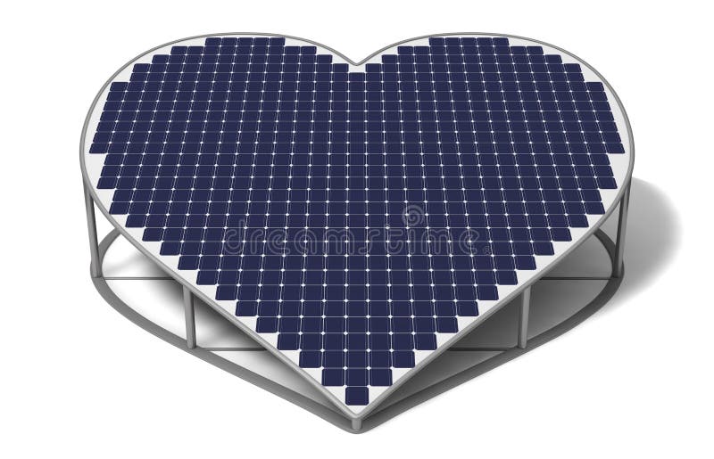 Heart shaped solar panel stock illustration. Illustration of blue ...