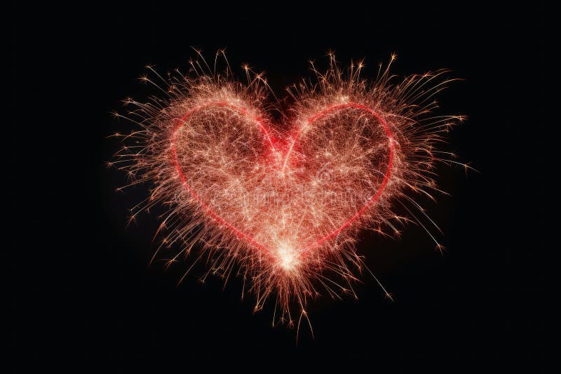 A Heart Shaped Sparkling Fireworks Showing Love and Romance Stock ...