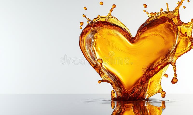 Heart Shaped Splash Orange Liquid Creating Vibrant Artistic Visual ...
