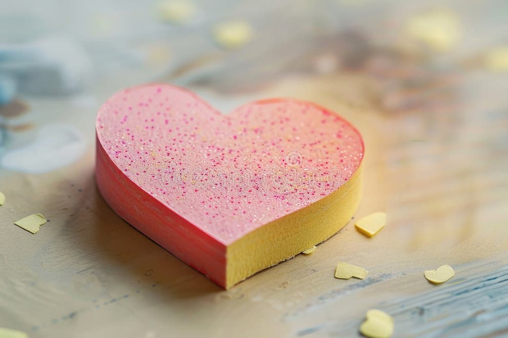 A Heart Shaped Sponge Cake on a Table, Perfect for Bakery Concepts ...