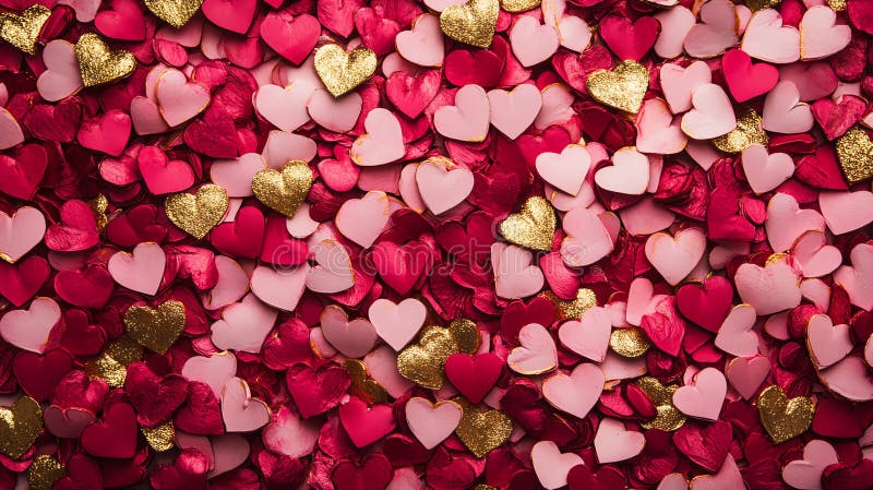 Heart Shaped Stack Pink, Red and Gold Background Stock Image - Image of ...