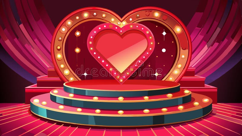Heart Shaped Stage Podium Decorated Red with Lightings. Copy Space for ...