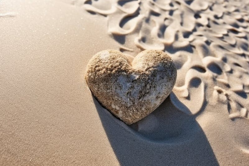 Heart Shaped Stone on Beach Stock Illustration - Illustration of summer ...