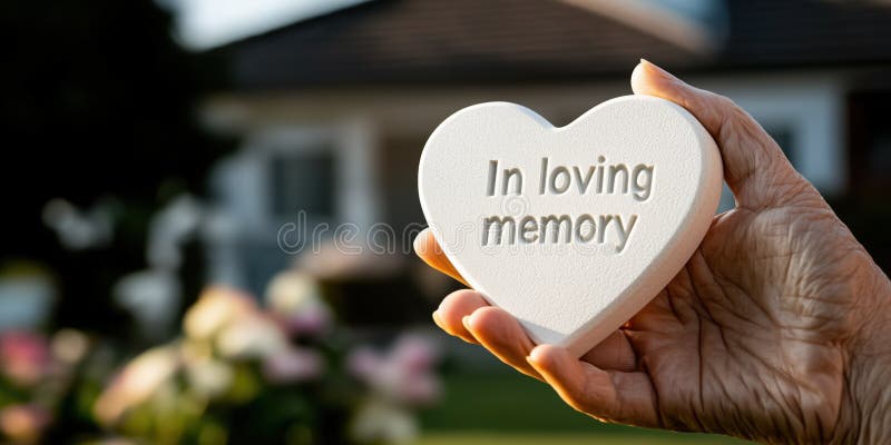 Heart Shaped Stone with in Loving Memory Held by Hand Stock ...