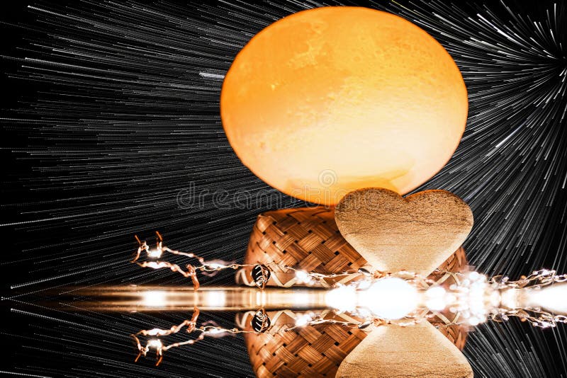 Heart Stone and Moonlight Lamp Stock Image - Image of decorative ...