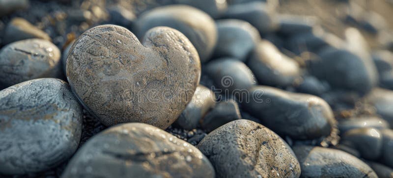 Heart-shaped Stone among Rocks. AI Generated Stock Photo - Image of ...