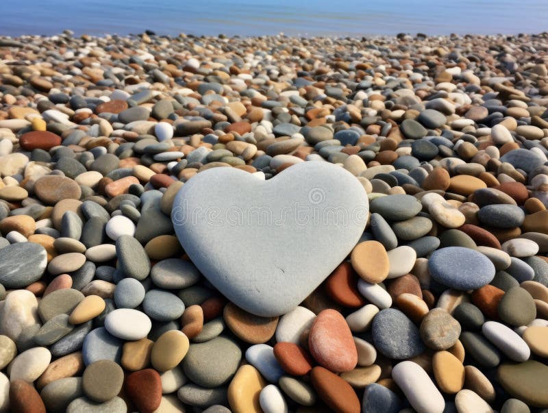 A Heart Shaped Stone Sitting on Top of a Pile of Rocks Stock Image ...