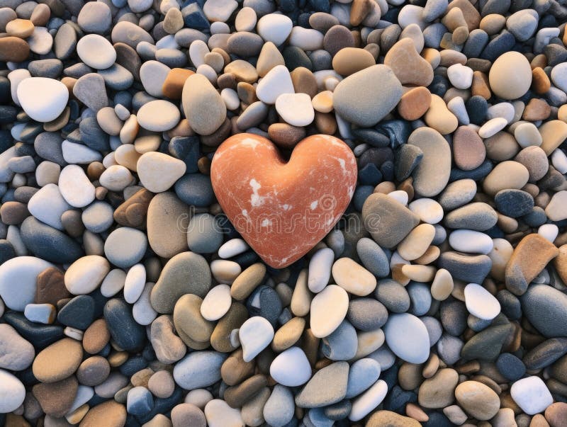 A Heart Shaped Stone Sitting on Top of a Pile of Rocks Stock ...
