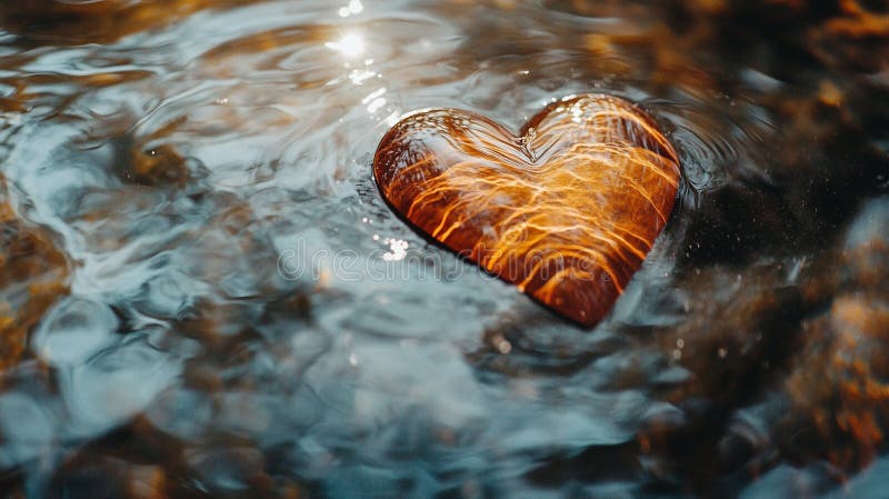 Heart-shaped Stone Resting in Gentle Water Reflects the Spirit of ...