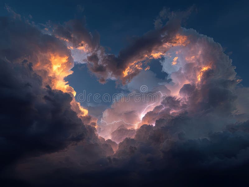 Heart-shaped Storm Cloud Formation, Dramatic Sky Scene, Dynamic Weather ...