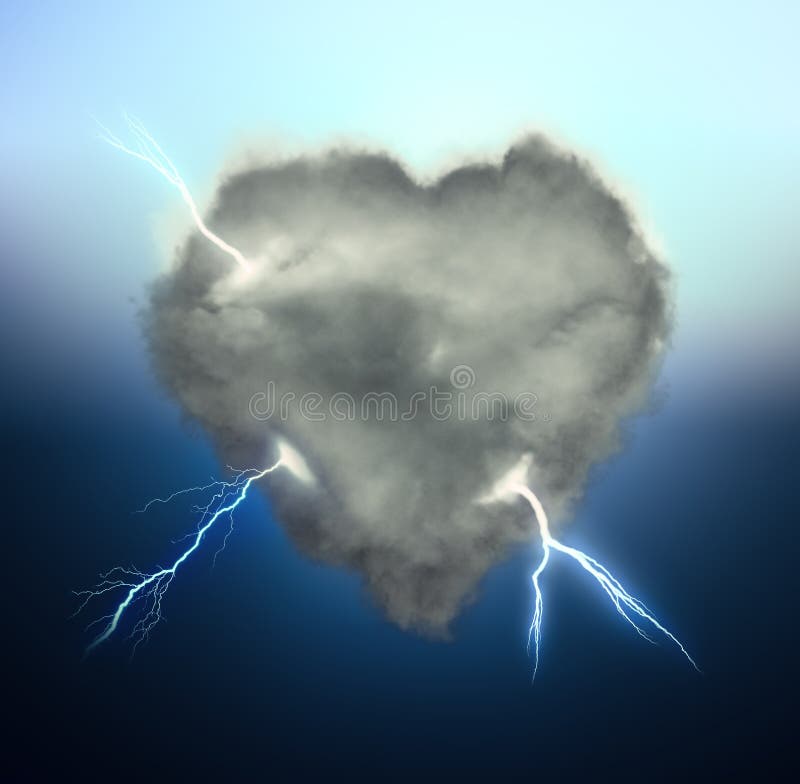 Heart shaped storm cloud stock illustration. Illustration of mood ...